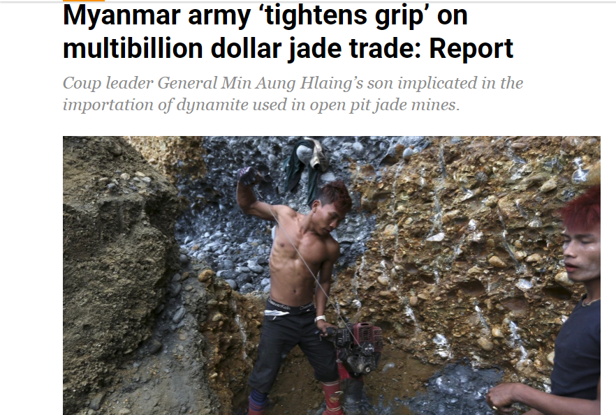 Myanmar army ‘tightens grip’ on multibillion dollar jade trade: Report ...